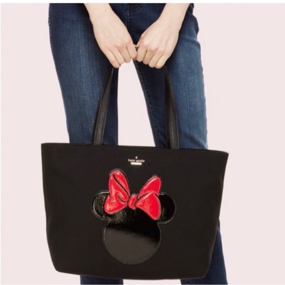 kate spade | Bags | Kate Spade X Disney Minnie Mouse Black Canvas Tote ...